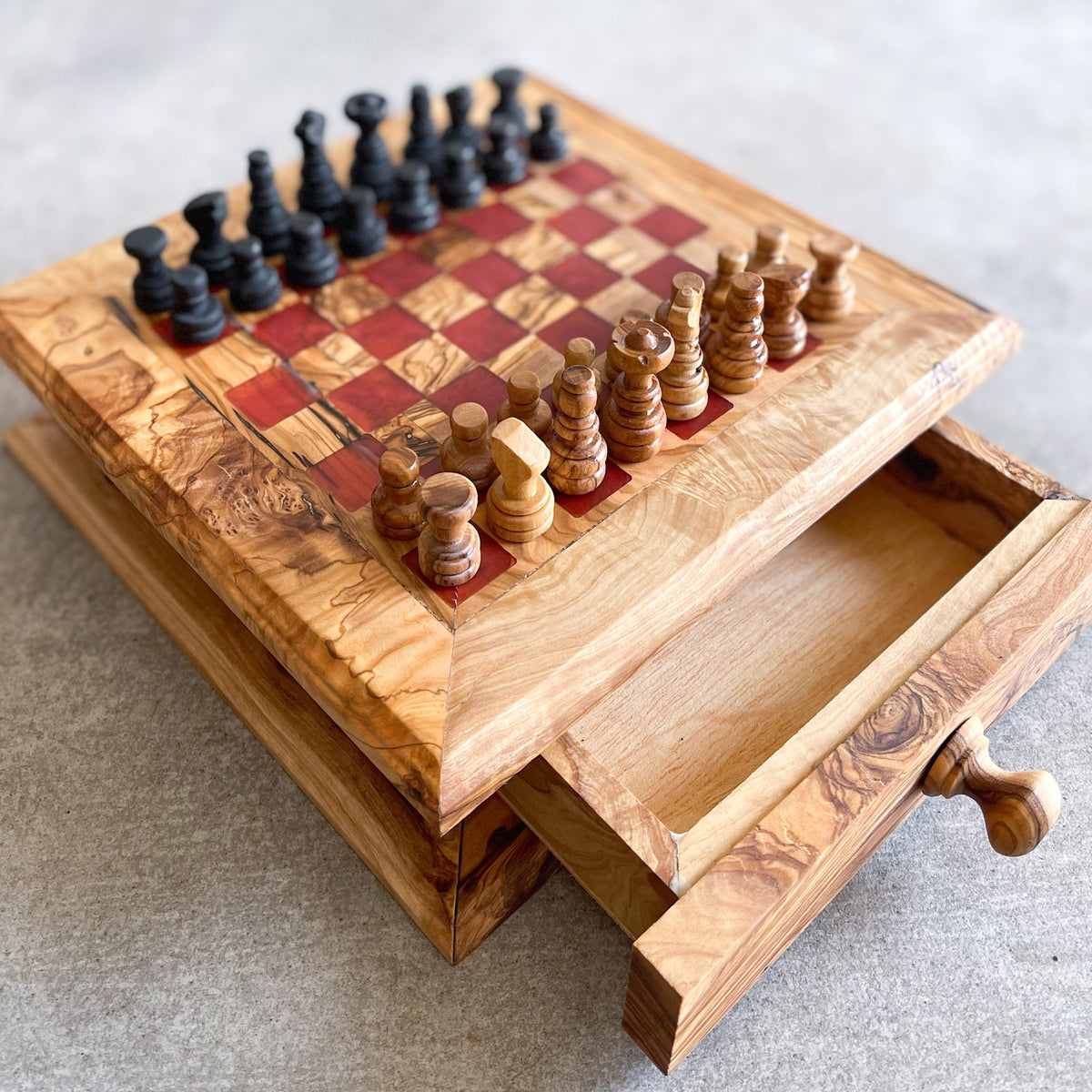 Fancy Olive Wood Chess Board with Chess Pieces – The Rustic Dish Ltd®