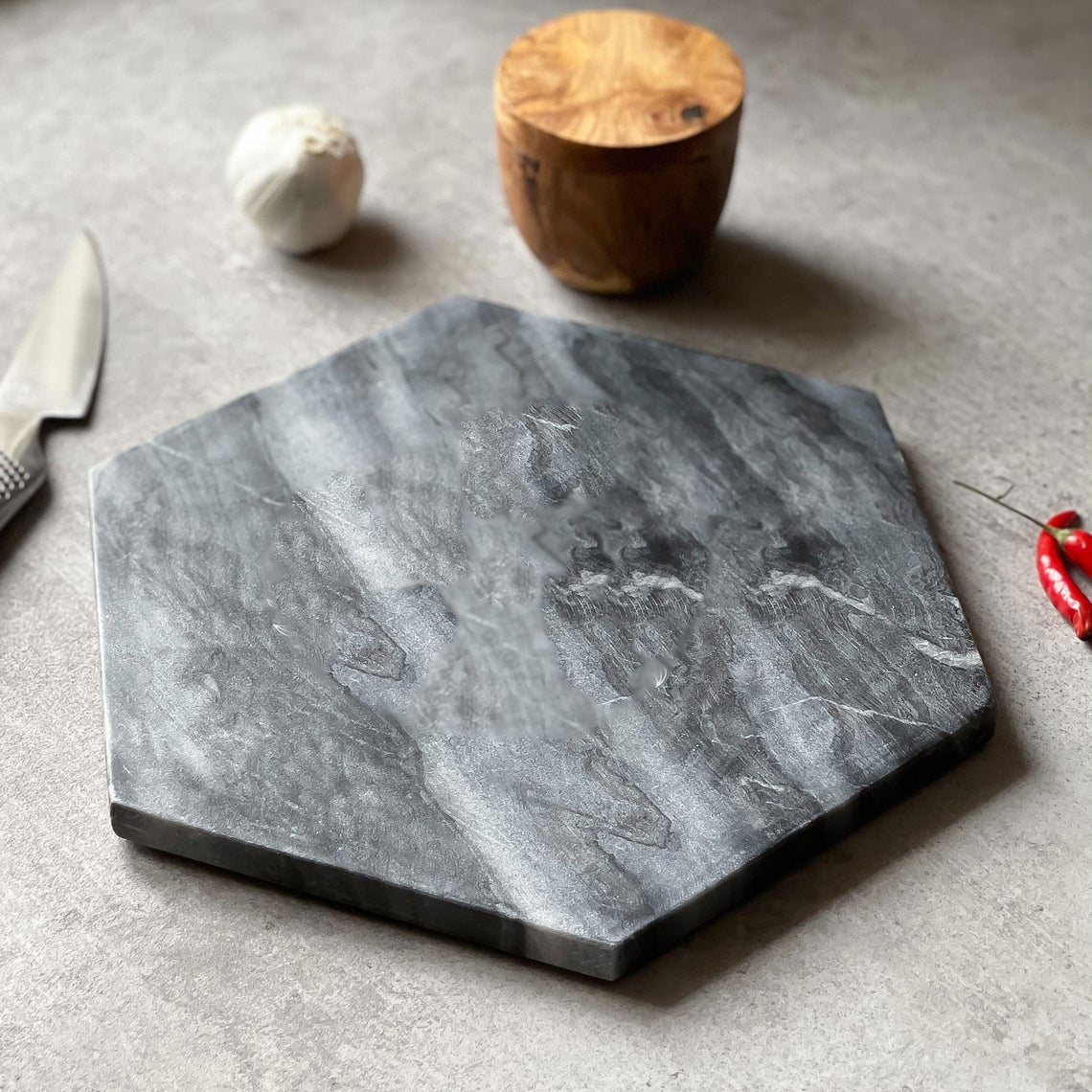 Unique Solid Marble Hexagonal Serving Platter - Perfect for Cheese ...
